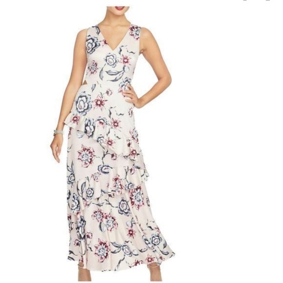 RACHEL Rachel Roy | Dresses | Rachel Rachel Roy Floral Cut Out Side Ruffle Maxi Dress | Poshmark
